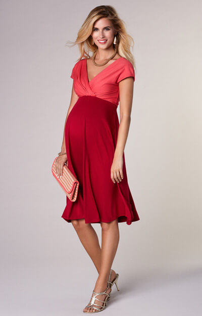 Alessandra Maternity Dress Short Coral Red Maternity Wedding Dresses