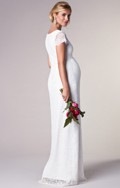 Laura Maternity Wedding Lace Gown Long Ivory Maternity Wedding