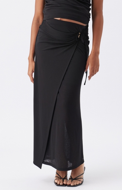 RIPE Rhi Mock Wrap Skirt (Black) - Robes de maternité de mariée, tenues ...