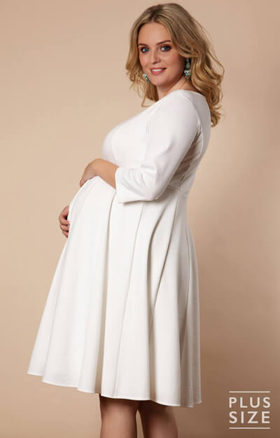 Sienna Maternity Plus Size Dress Short Cream - Maternity Wedding ...